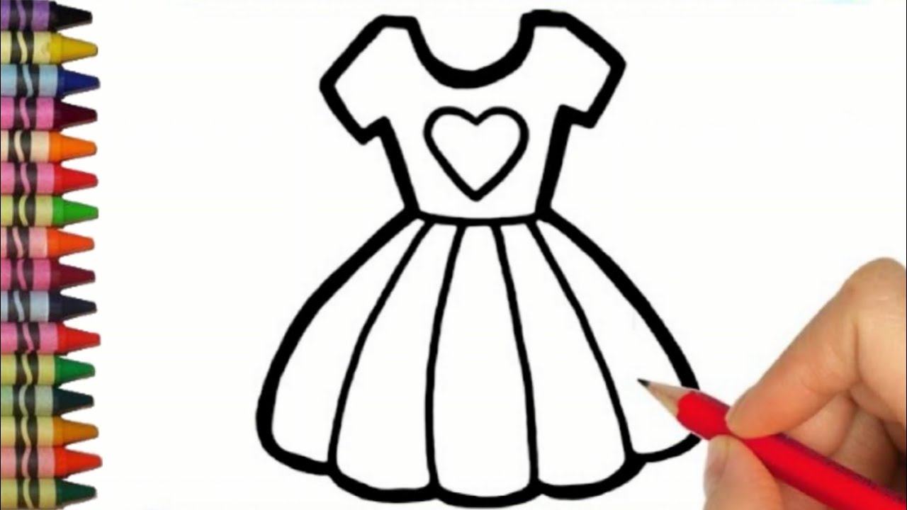 how to draw a girl dress drawing / dress drawing for kids / frock ka ...