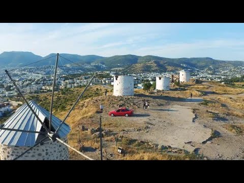 Visiting Windmills In Bodrum Stock Video
