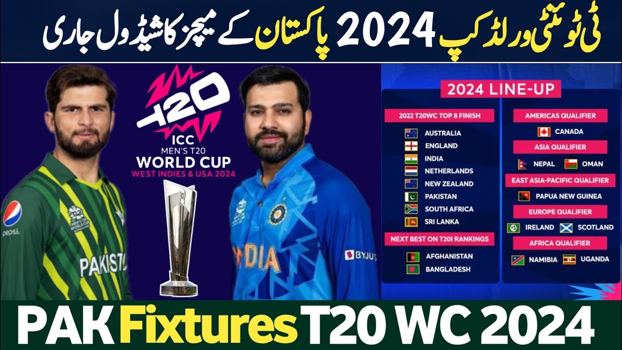 Pakistan Fixtures T20 World Cup 2024 | PAK matches schedule T20 WC2024 ...