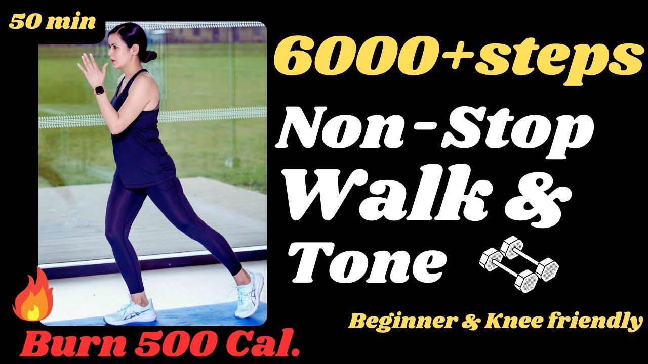 NON-STOP 6000+ steps Walking workout with light weights|Burn calories🔥 ...