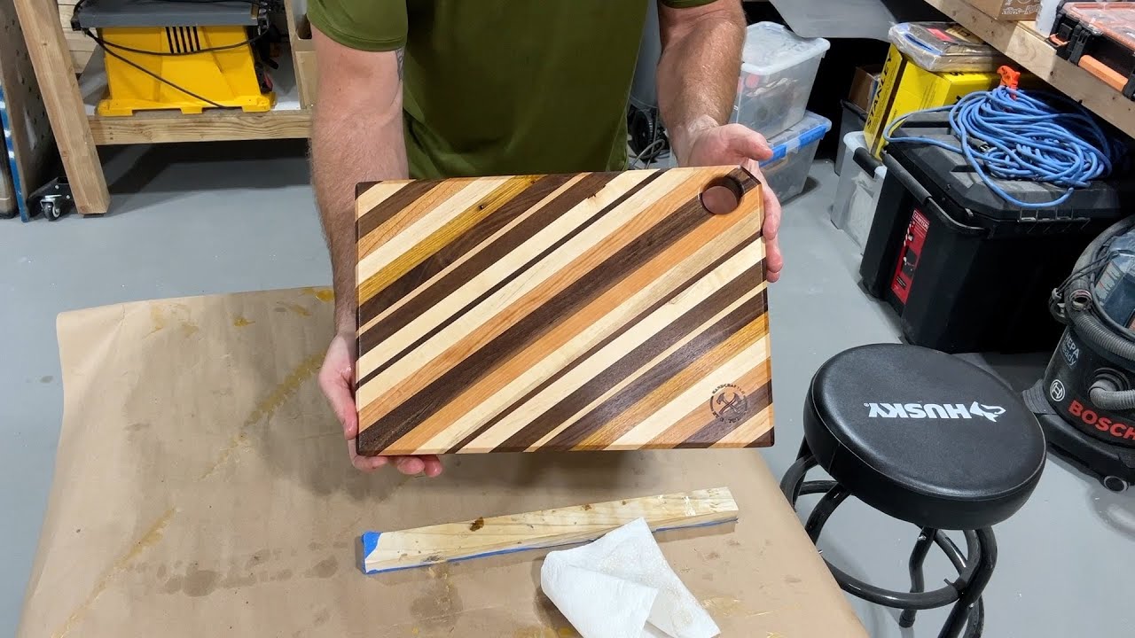 Let me show you how I made this diagonal cutting board in my home shop ...
