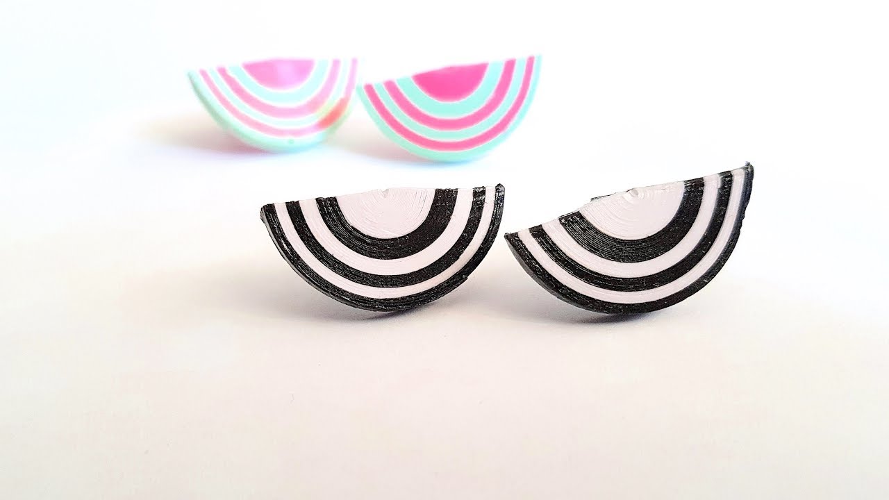 Quilling Earrings New design - Quilled Half Circle Stud - YouTube