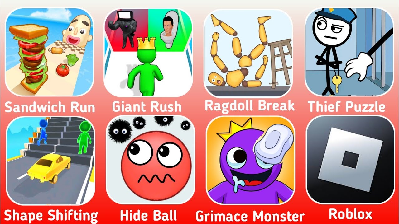 Roblox,Thief Puzzle,Giant Rush,Hide Ball,Shape Shifting,Grimace Monster ...