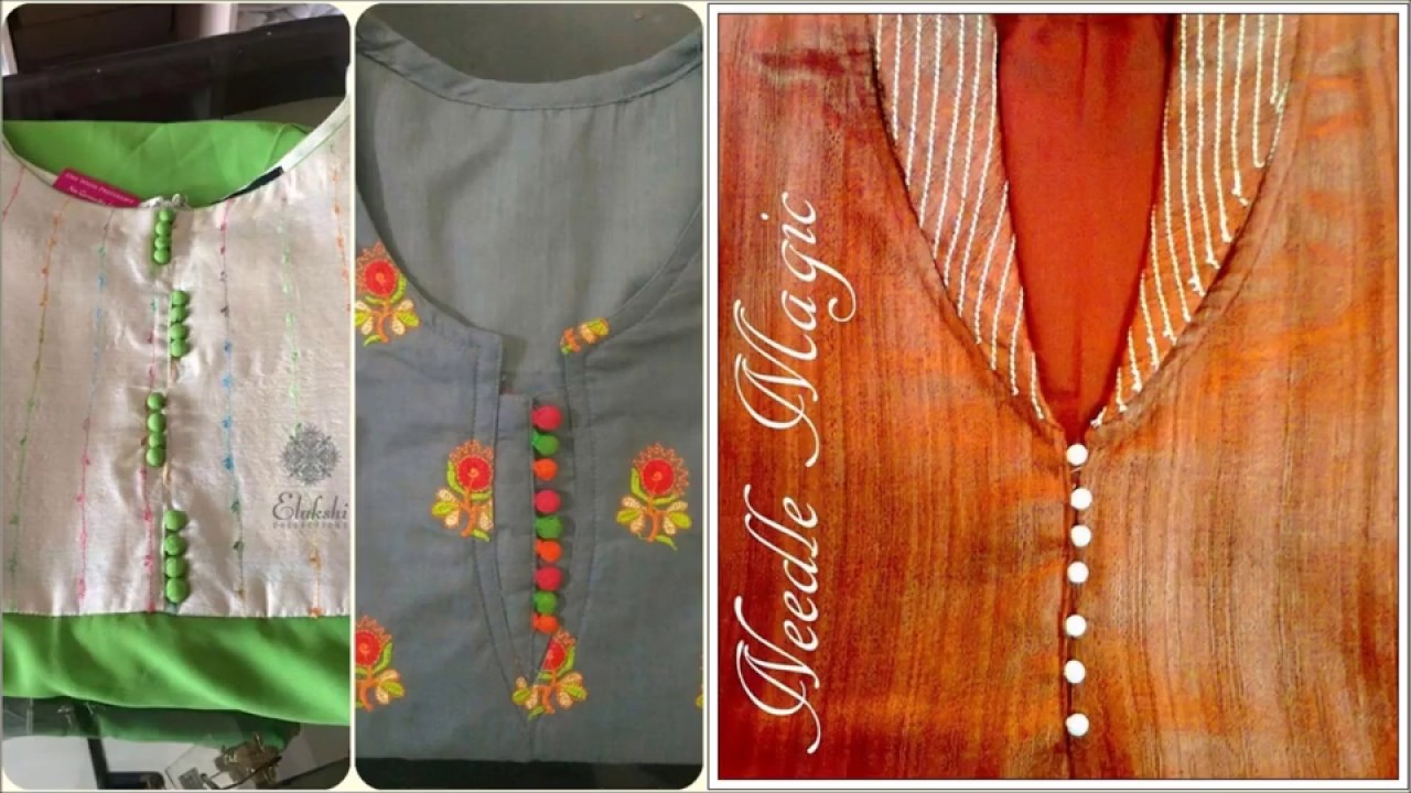 Easy and stylish neck design using loop and buttons - YouTube