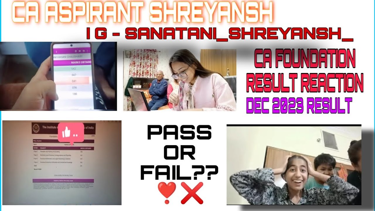 CA FOUNDATION DEC 23 RESULT REACTION// PASS OF FAIL // CA ASPIRANT ...