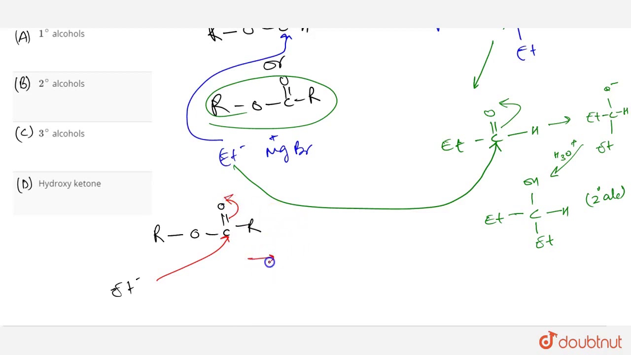 Esters on reaction with EtMgBr give: - YouTube