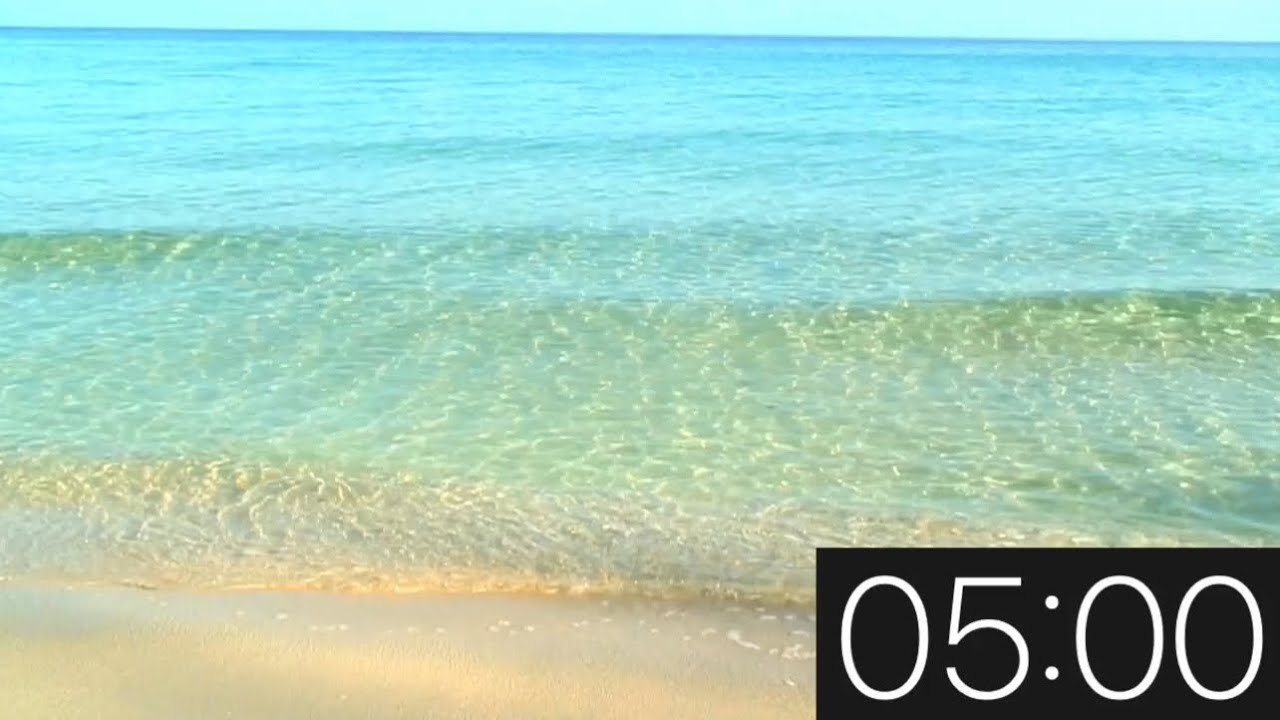5 Minute Timer RELAXING SOUNDS OF BEACH waves with piano music for work ...