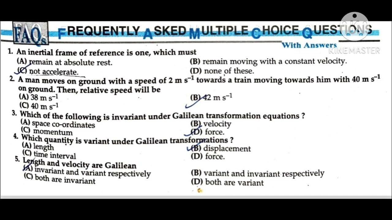 Mechanics/conservation law, Frames of reference MCQ/ net/gate/entrances/Msc/Mastre cadre science ...