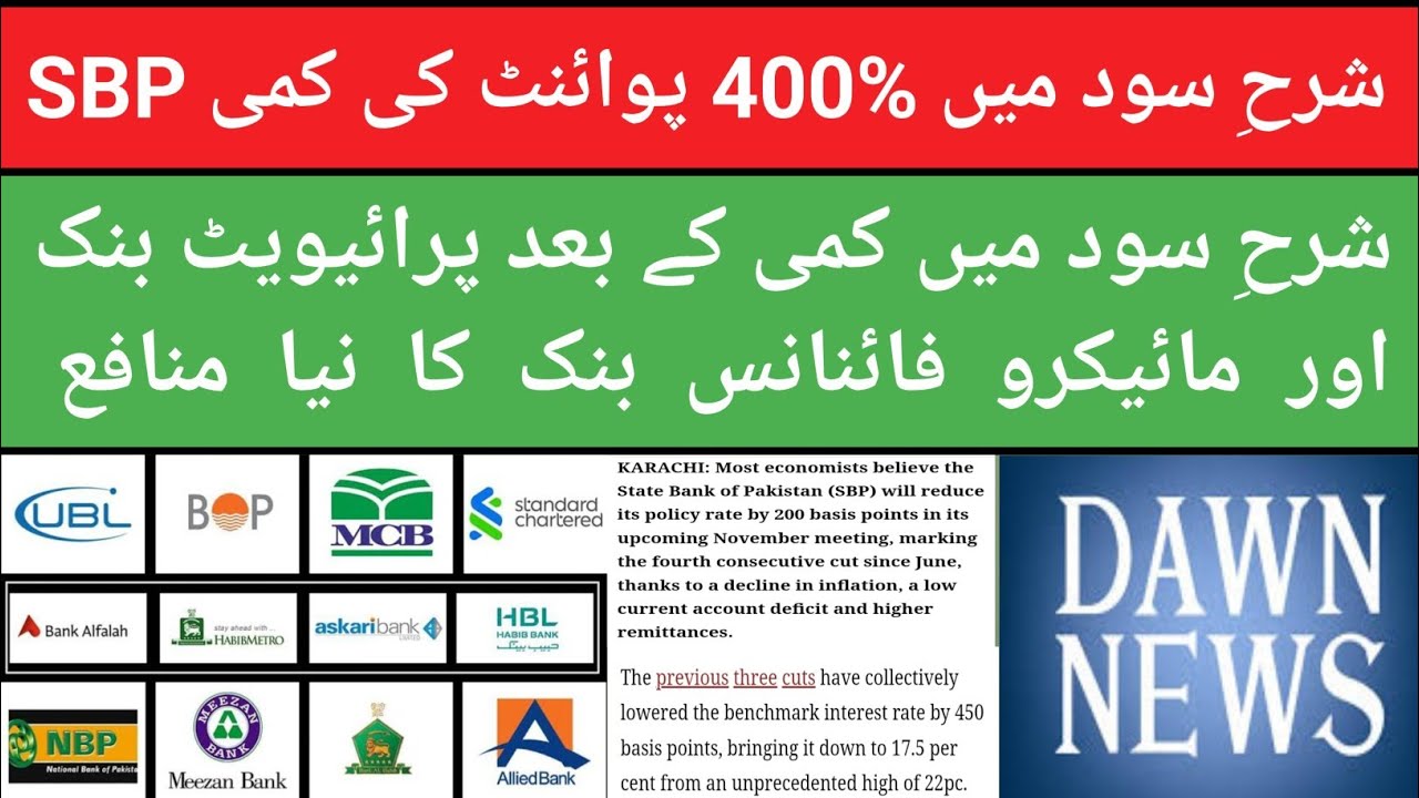 Interest Rate Decrease 400 Points SBP| Private Banks new profit ...