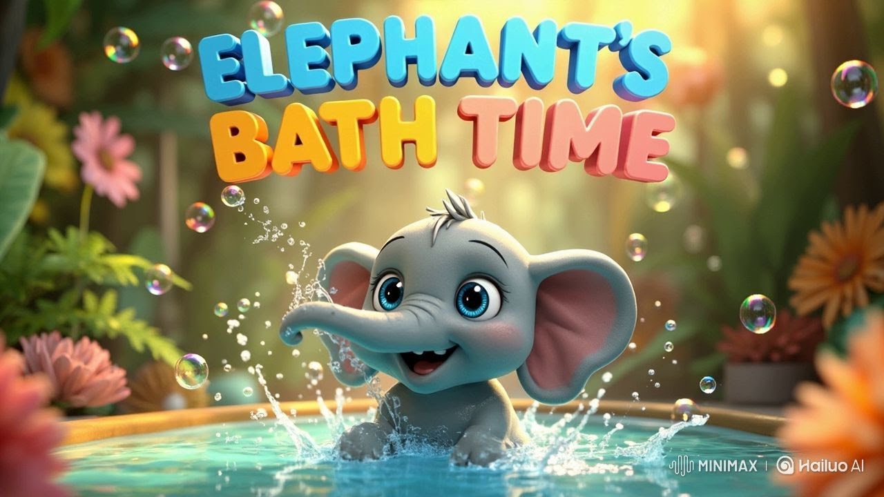 ELEPHANT'S BATH TIME 🐘🛁 | CUTE JUNGLE ANIMAL SONG FOR KIDS BY KITTY ...