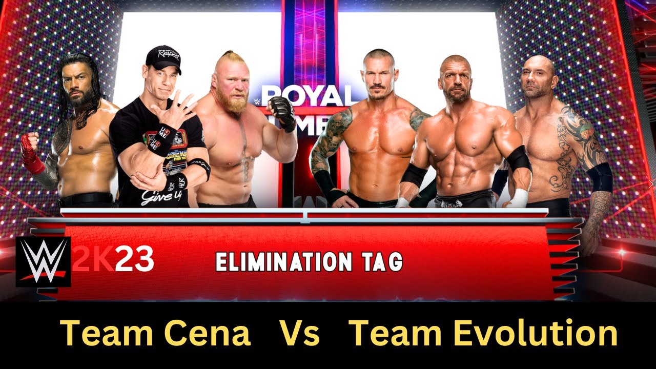 WWE 2K23 Team Cena vs Team Evolution Gameplay | Elimination Tag - YouTube