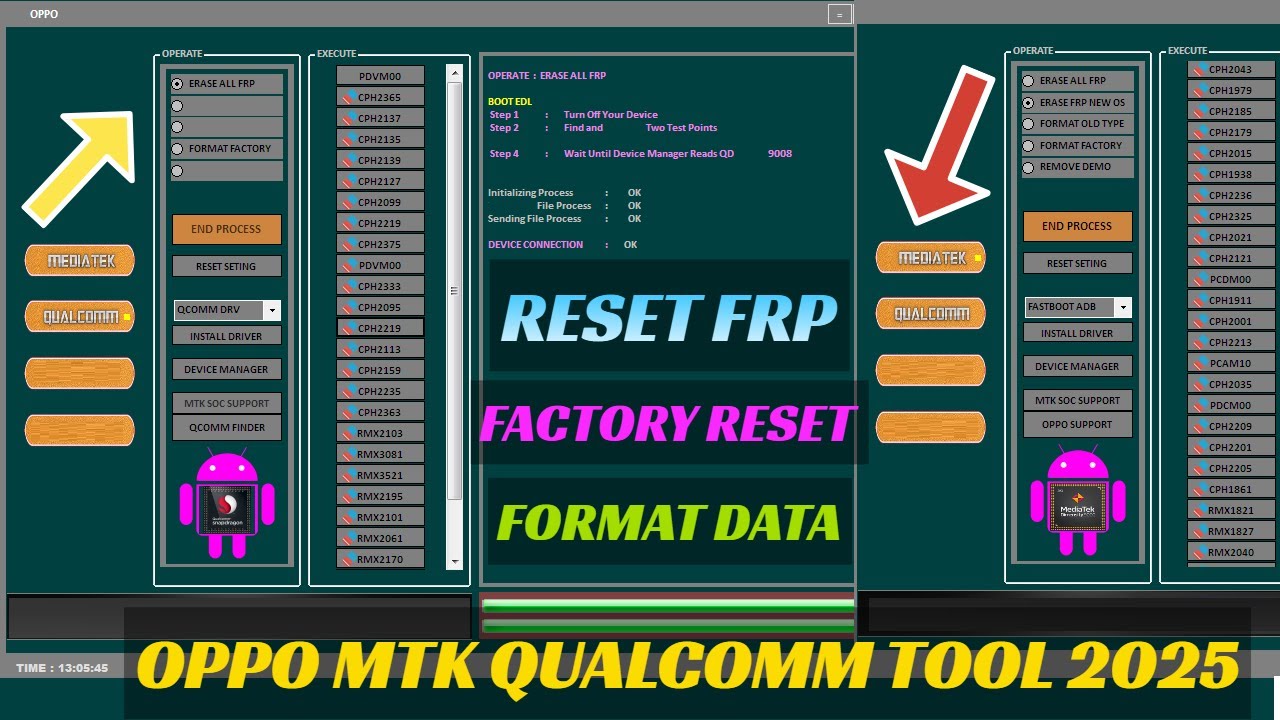OPPO MTK QUALCOM TOOL 2025 | Reset FRP | Format Data | Enable BROM ...