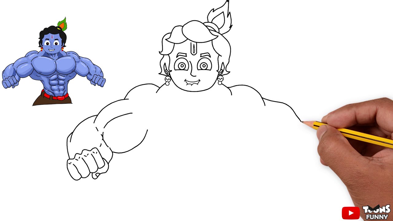Lord Krishna Body Builder Series Drawing Tutorial By Toons Funny - YouTube
