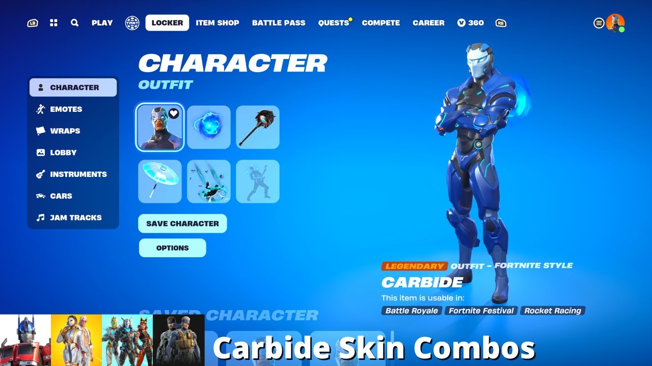 Carbide Skin Combos (Fortnite Battle Royale) - YouTube