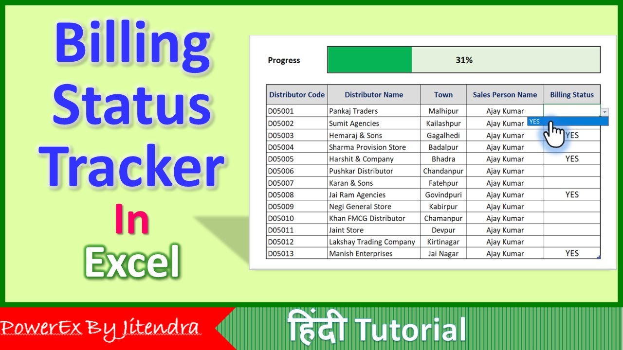 Billing Status Tracker in Excel (Hindi) - YouTube