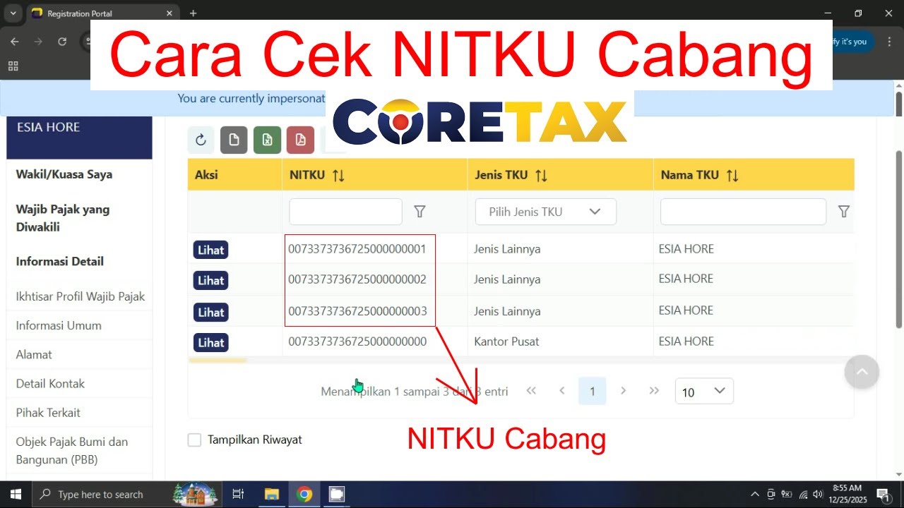 Cara Cek NITKU Cabang di Coretax - YouTube