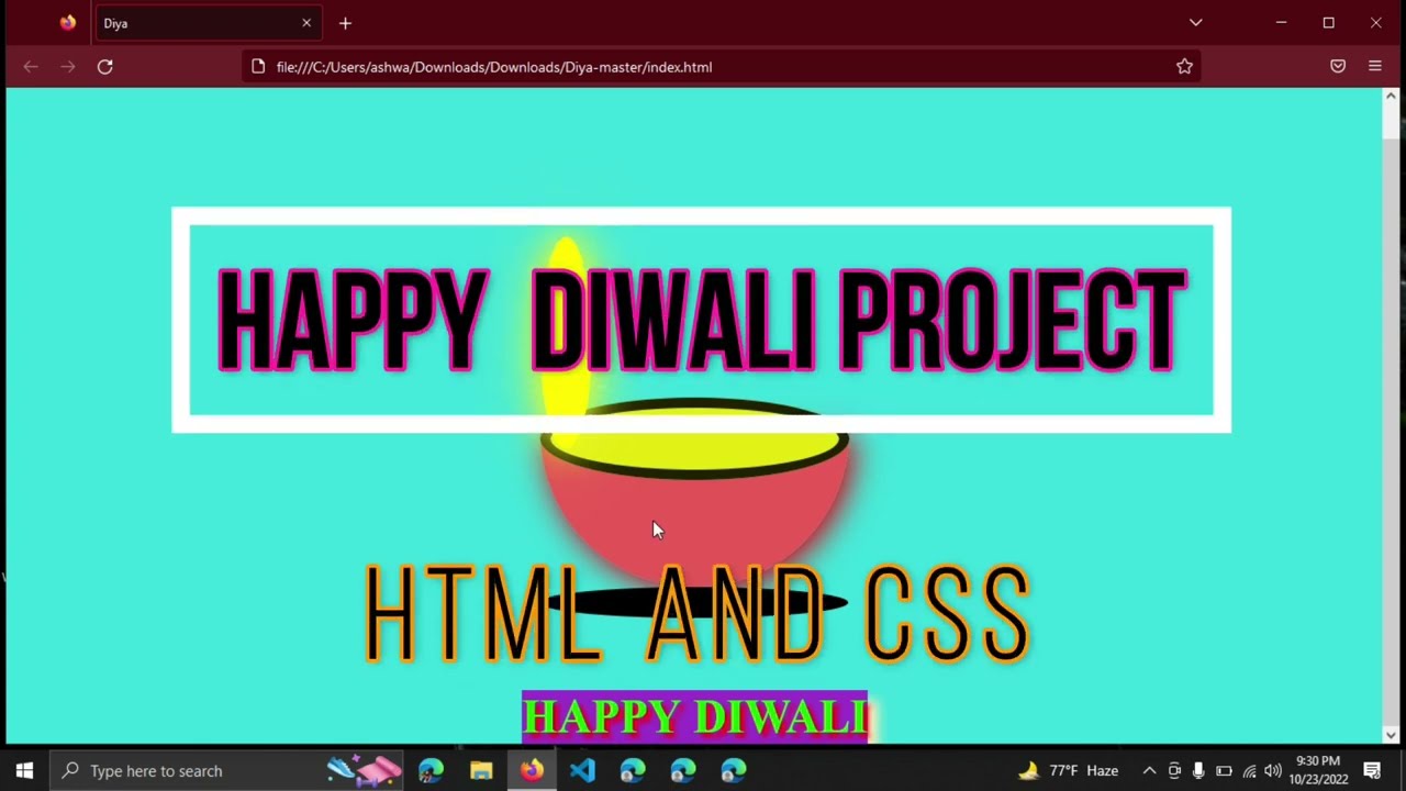 Happy Diwali Project Very Easy Html And Css Techisupport Try New Style To Wish Diwali