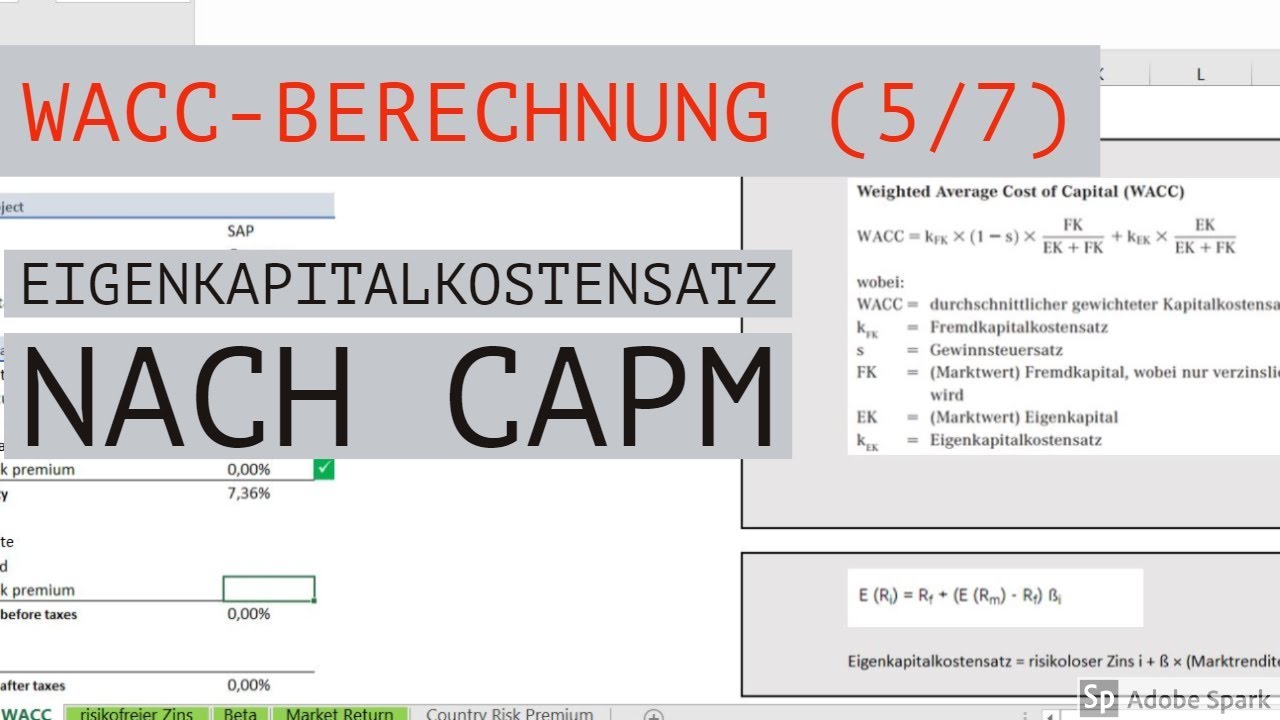 Eigenkapitalkostensatz nach CAPM berechnen - WACC Berechnung (5/7 ...