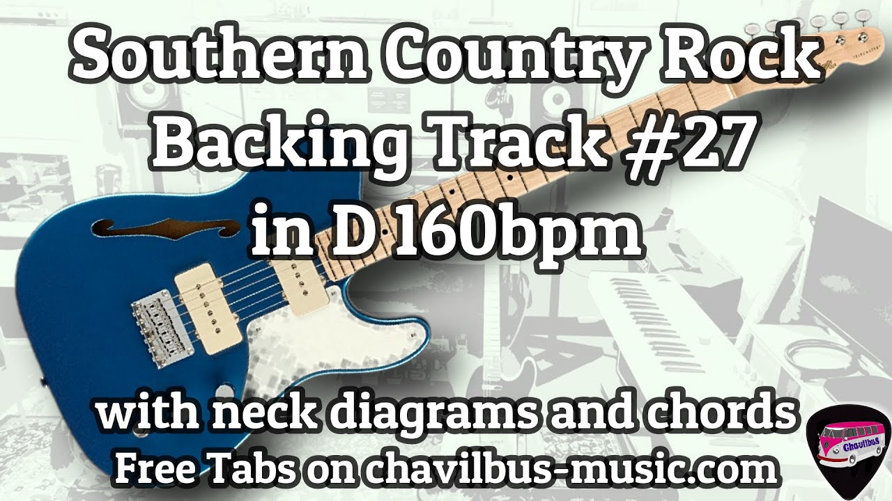 Southern Country Rock Backing Track #27 in D 160bpm - YouTube