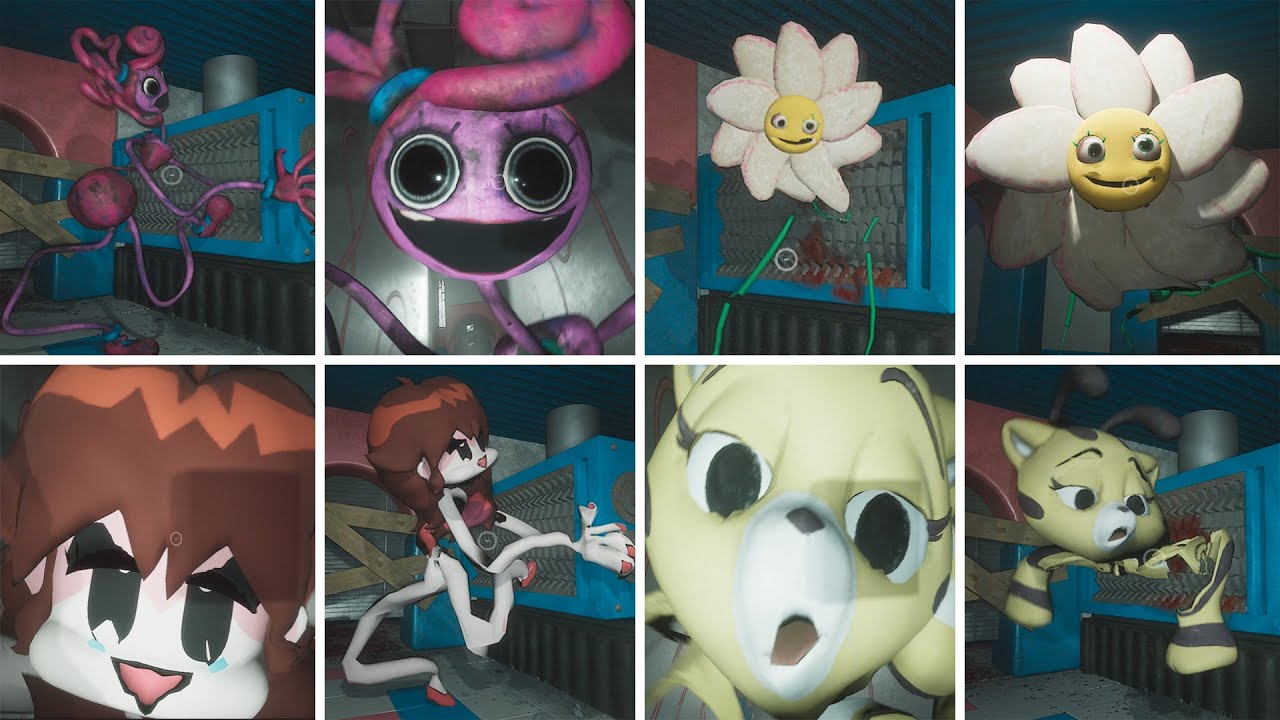 All New Jumpscares And Grinder In Poppy Playtime Chapter 1 2 3 Girl