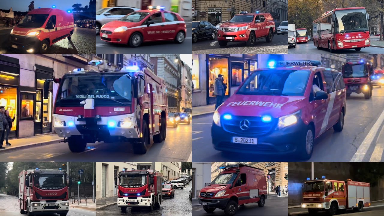 MEGA COMPILATION VIGILI DEL FUOCO IN SIRENA E EMERGENZA/Italian Fire ...