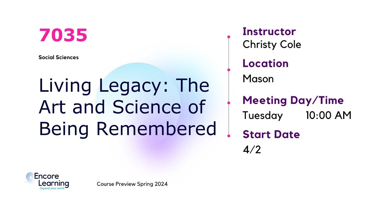 7035 - Living Legacy: The Art and Science of Being Remembered - YouTube