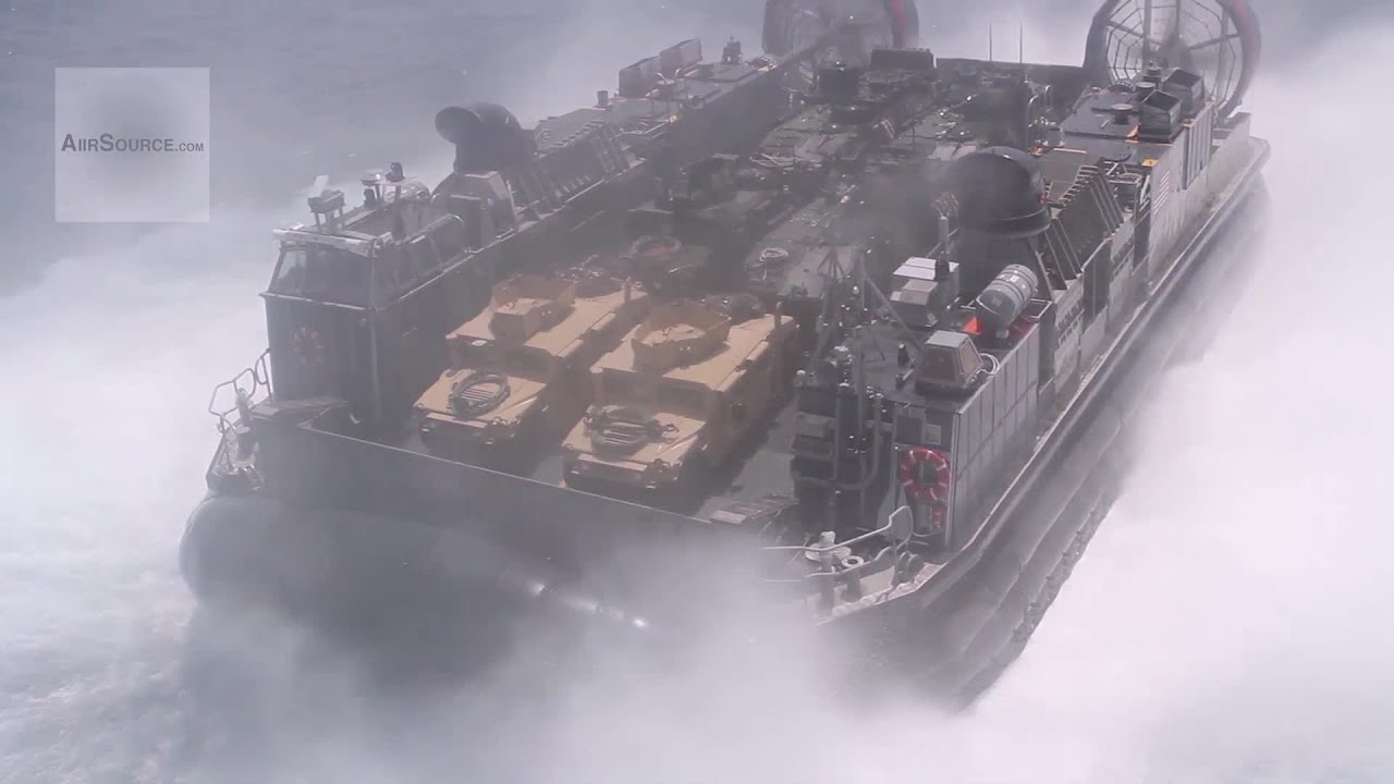 Marine Amphibious Operations - Landing Craft Air Cushion Hovercraft - YouTube