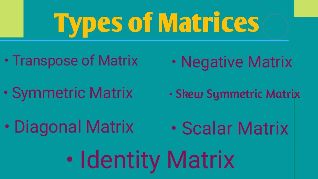 Types of Matrices | part 2 | Revamping Learning || - YouTube