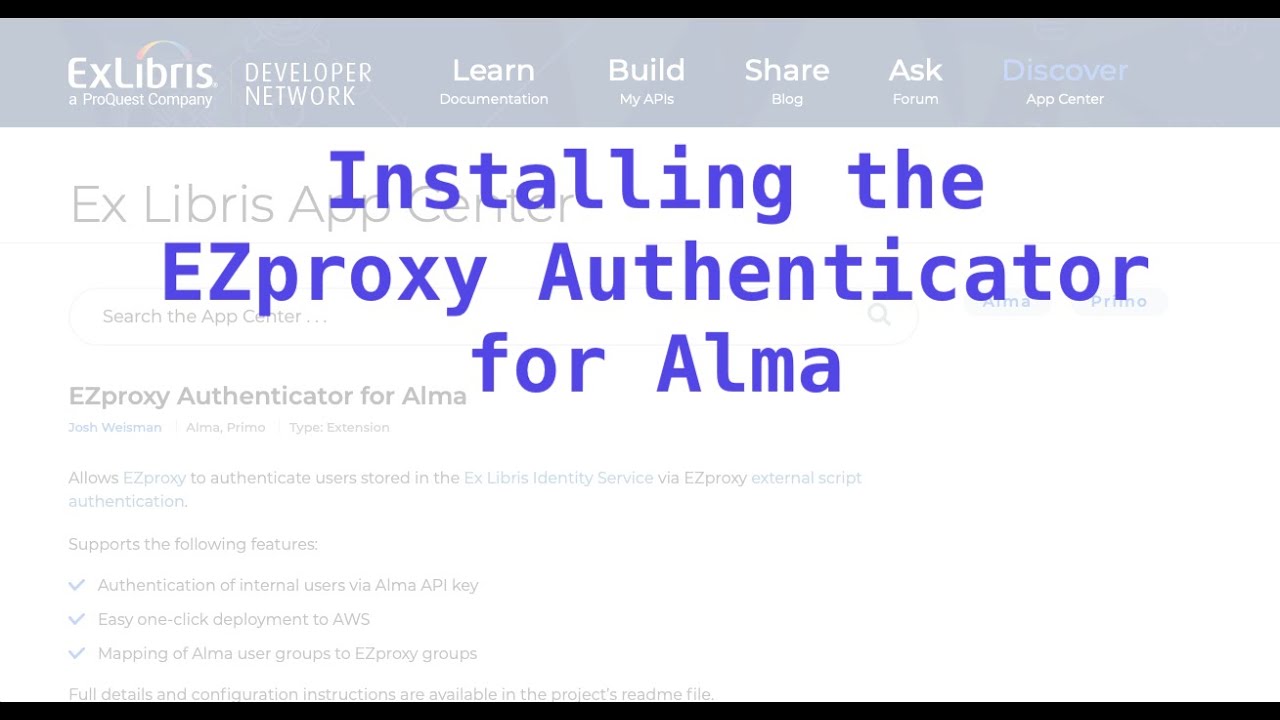 Installing the Alma EZproxy Authenticator - YouTube