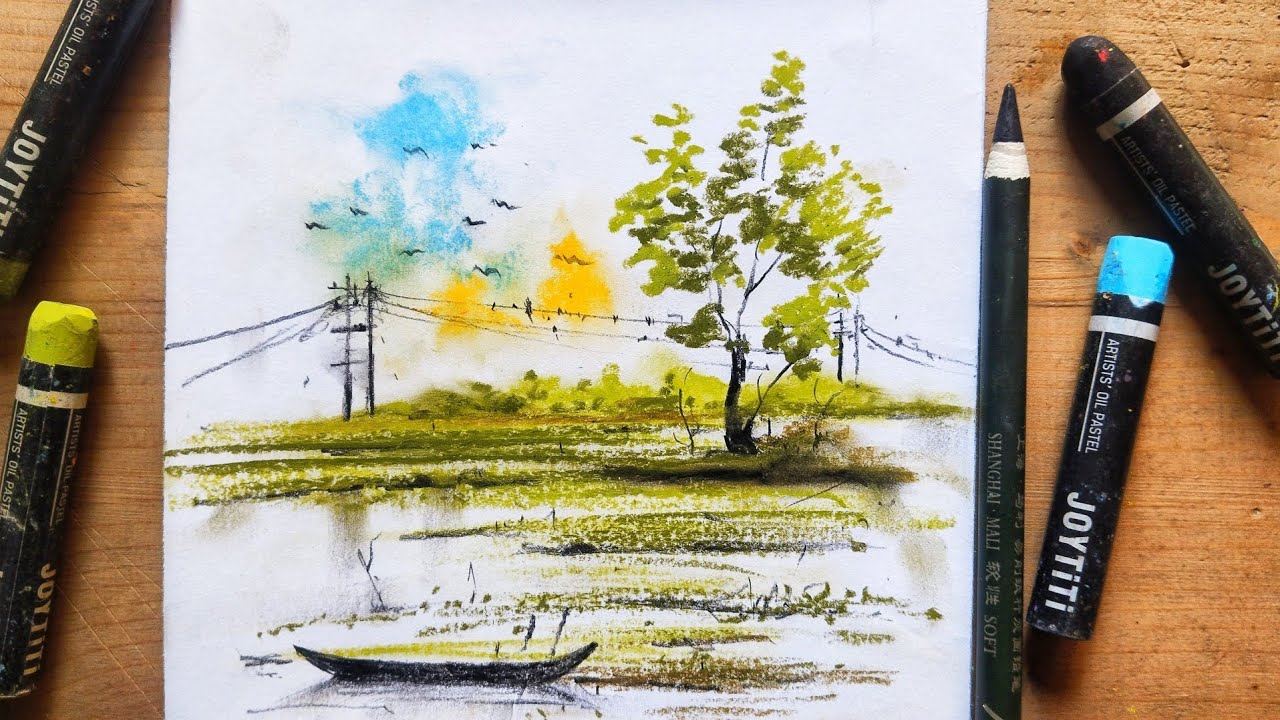 A Beautiful landscape drawing tutorial for beginners - YouTube