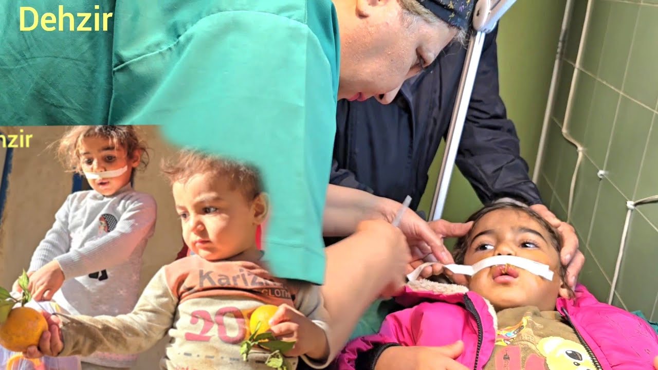 Zainab and her father on the way to dressing Zainab's lips and the ...