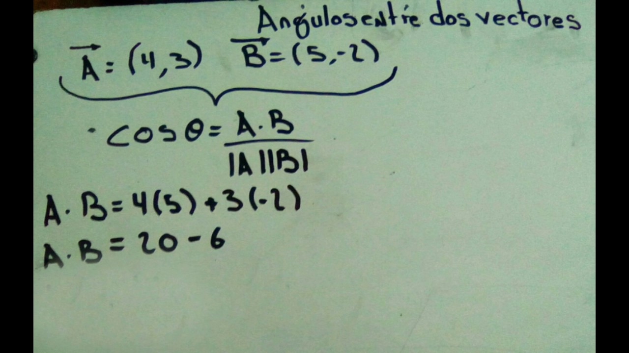Angulo entre dos vectores - YouTube