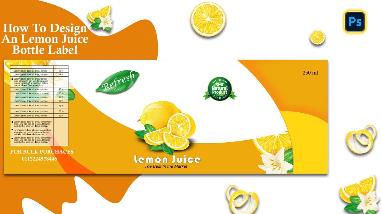 Lemon Juice Packaging Design | Adobe Photoshop - YouTube
