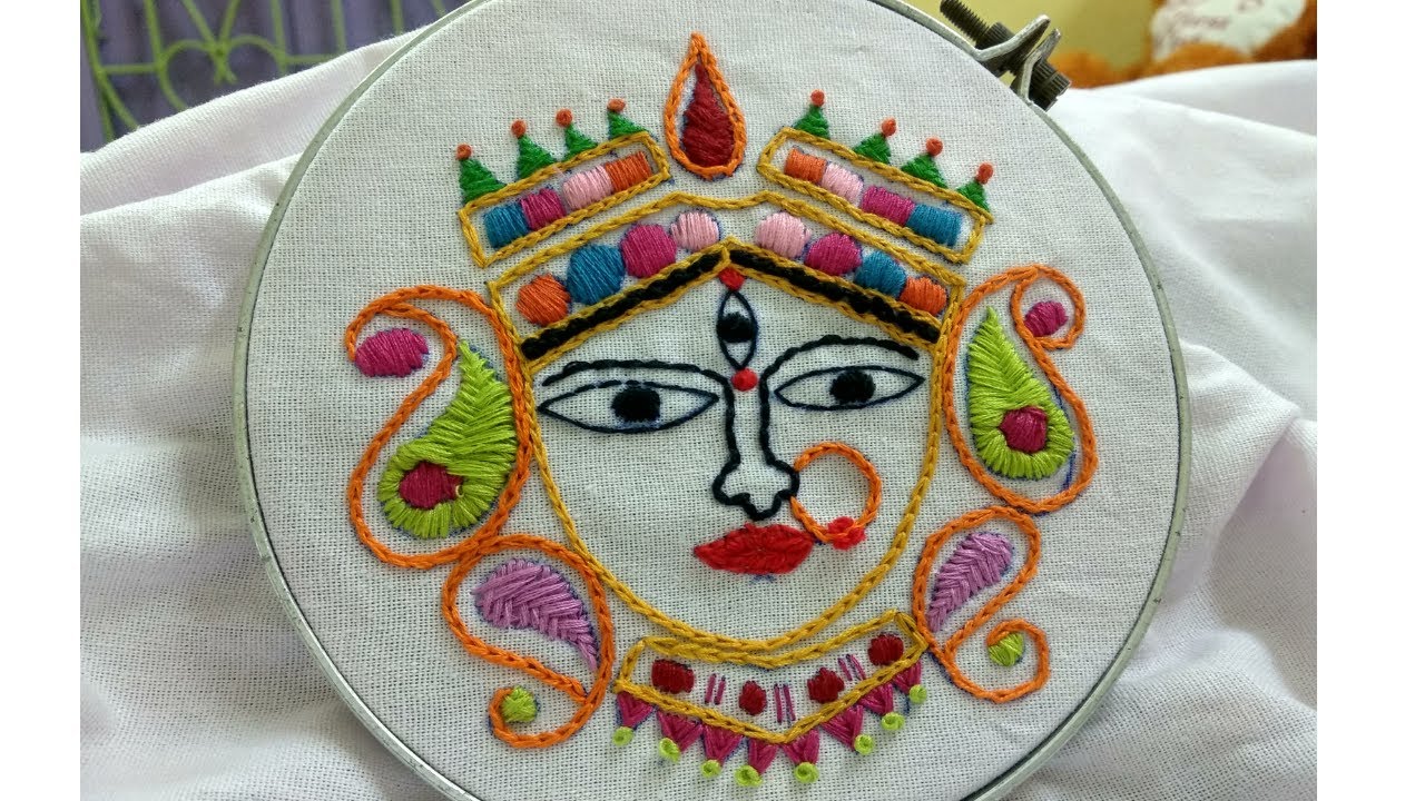 Ma Durga Hand Embroidery Design || Mahalaya Special Embroidery - YouTube