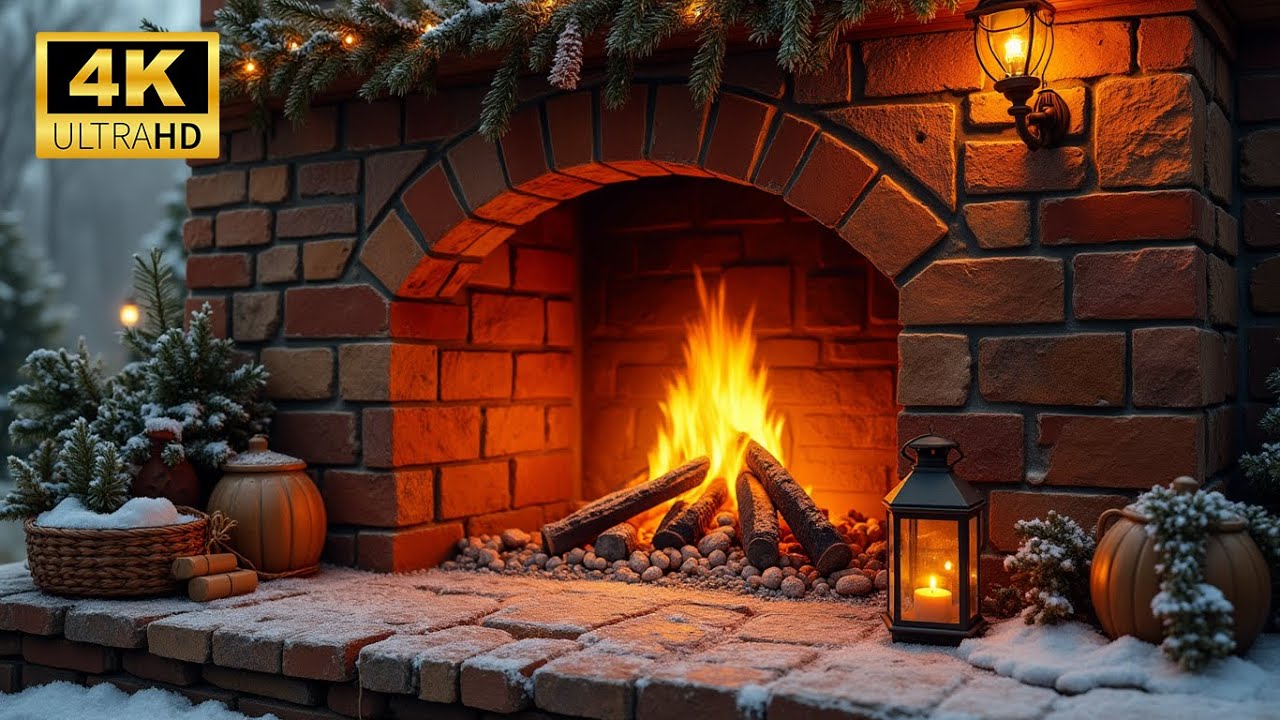 Fireplace at Night 4K 🔥 The Best Burning Fireplace for Calm Nights with ...