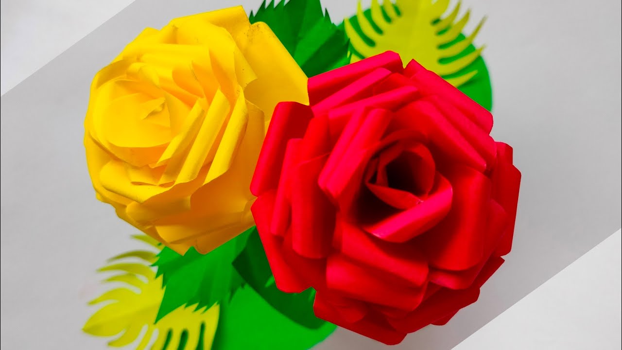 How to make 3d paper rose | paper flower making tutorial step by step ...