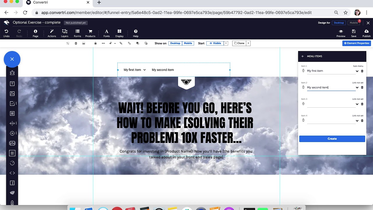 Convertri Help - How to Add a Menu Element - YouTube