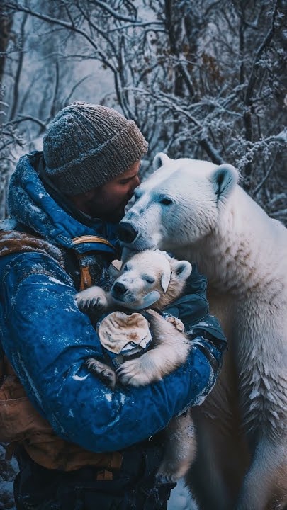 A mother polar bear and her baby seek help from rescue volunteers in a heartwarming story.# ...