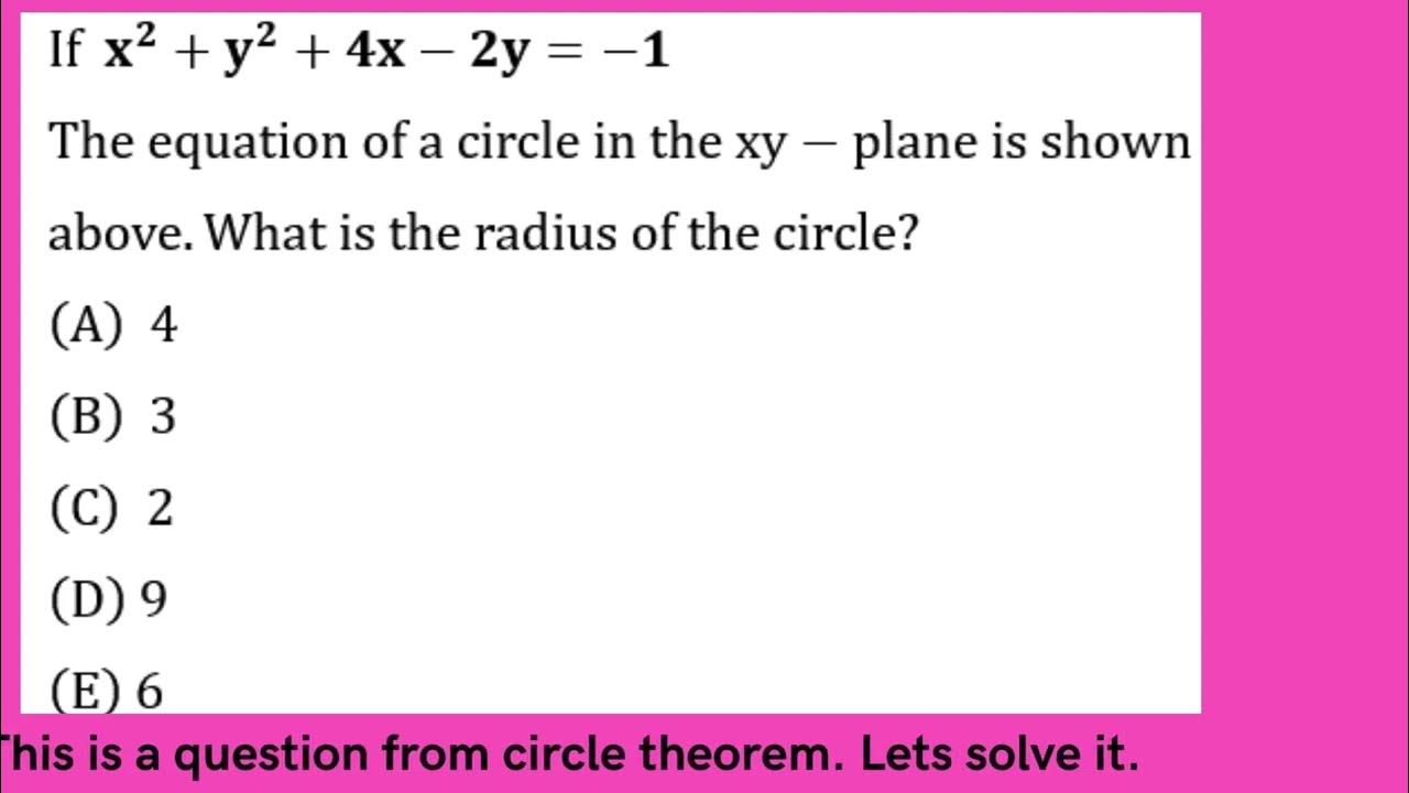 How To Find The Radius, R Of A Circle Given Its Equation. - YouTube