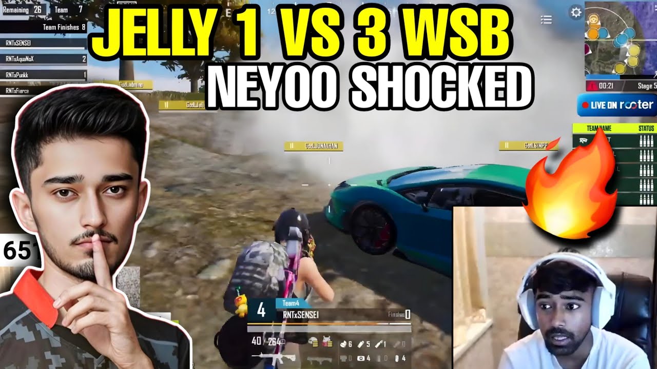 Jelly 1 vs 3 WSB 😮 || Neyoo Shocking Reaction 🤯 || #godlike #jonathan ...