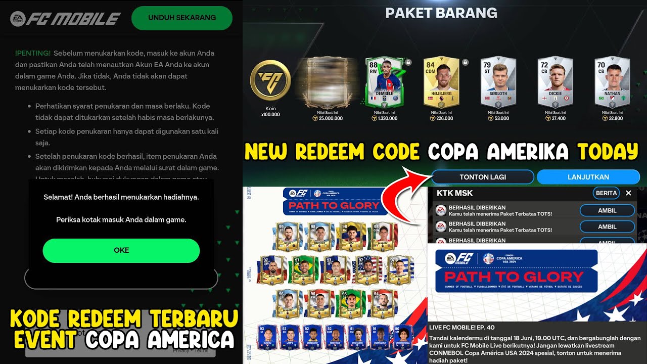 KODE REDEEM TERBARU EVENT COPA AMERIKA FC MOBILE - NEW REDEEM CODE TODAY COPA AMERICA FC MOBILE ...