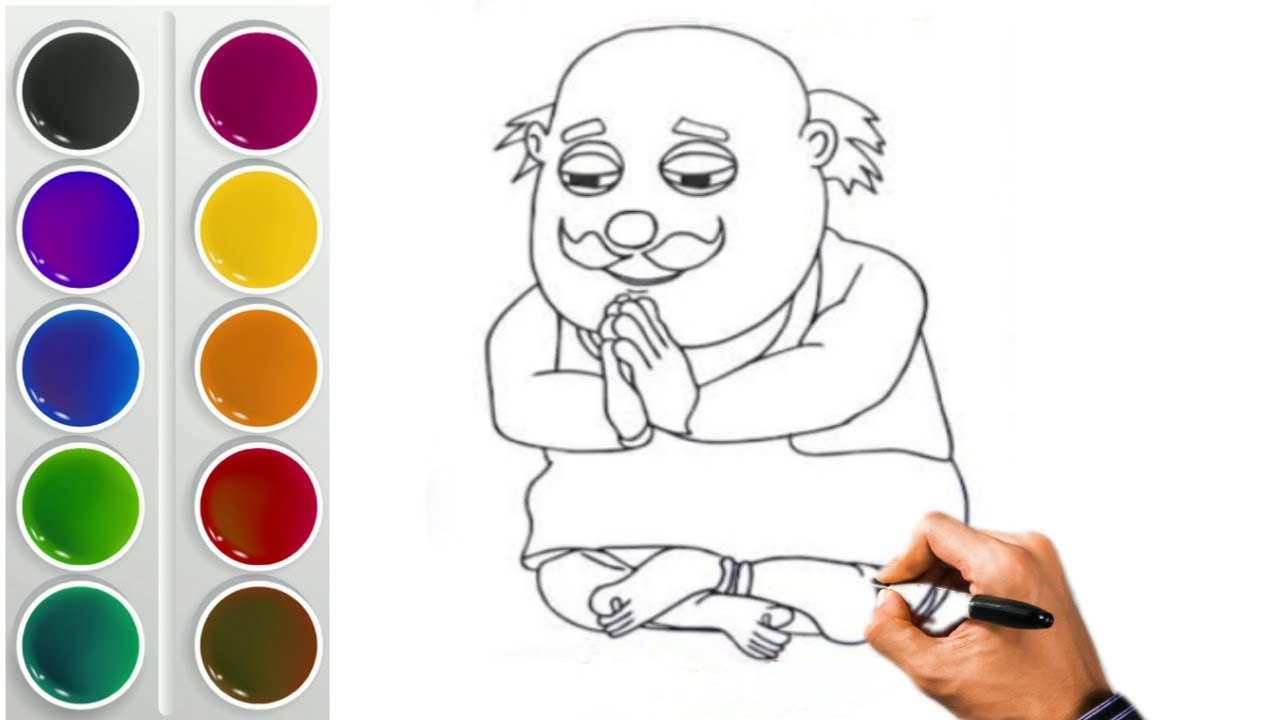 How To Draw Motu From Motu Patlu| Motu Drawing Step By Step Tutorial ...
