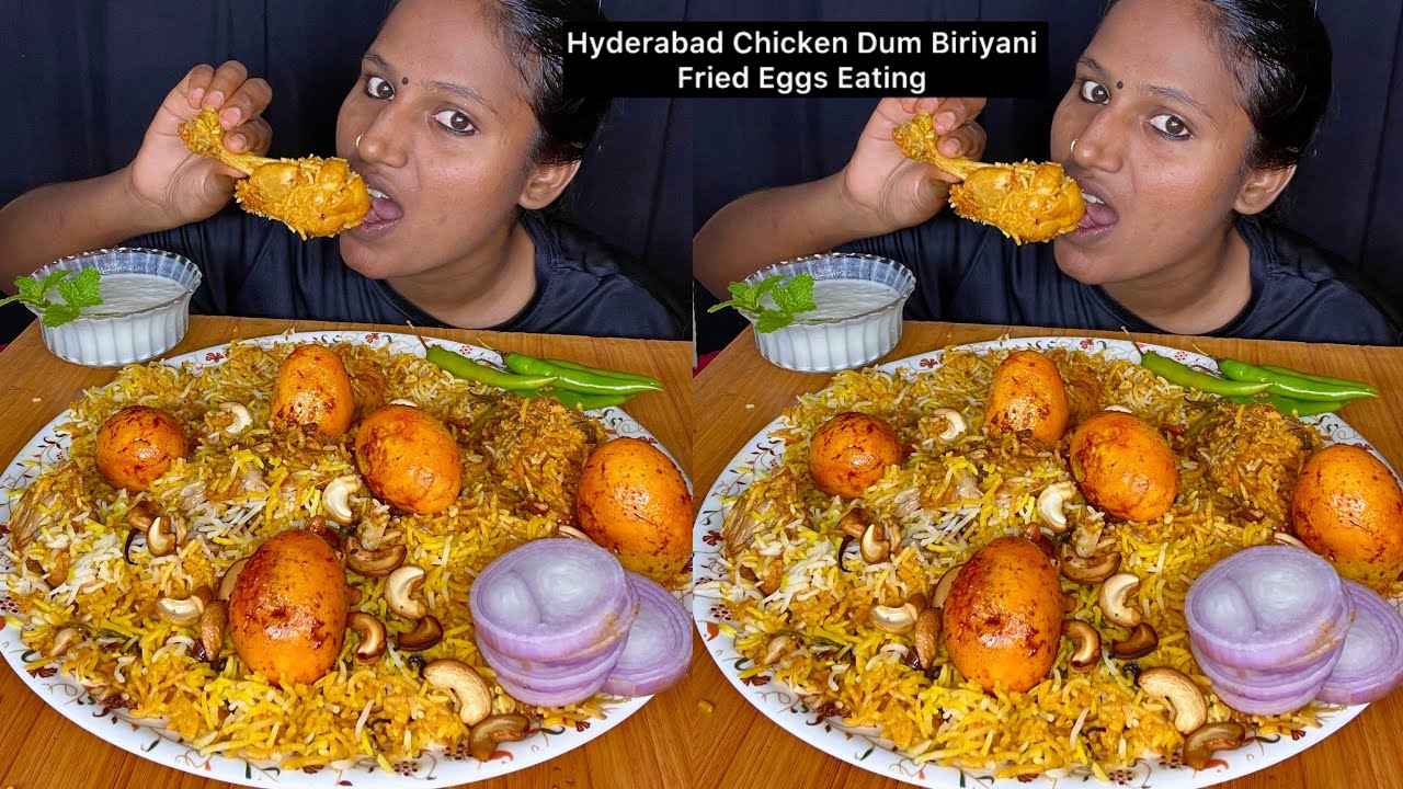 Hyderabad Chicken Dum Biryani, Fried Eggs Eating Challenge | Video 93 ...