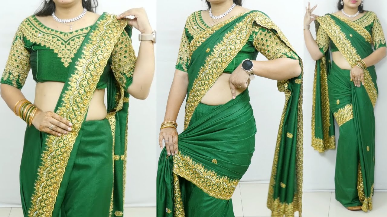 Bollywood new style saree draping tutorial || step by step stylish ...