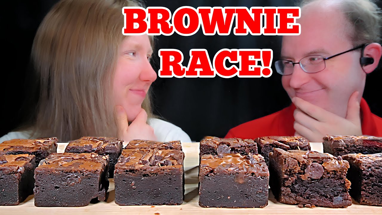 ASMR BROWNIE RACE MUKBANG EATING SOUNDS - YouTube
