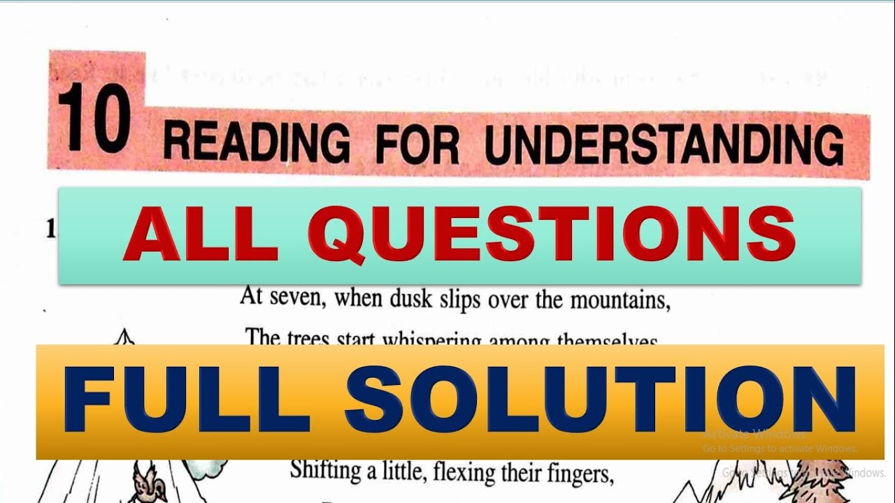 READING FOR UNDERSTANDING | DAV CLASS 8 ENGLISH PRACTICE BOOK CHAPTER ...