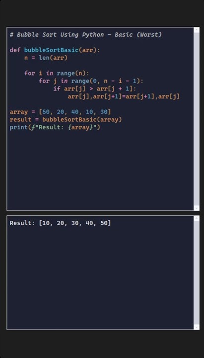 Basic Bubble Sort Using Python (Worst Program) #programming #pythonprogramming - YouTube