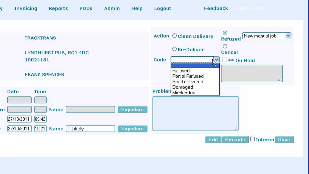 Manual POD through TrackTrans TMS - YouTube