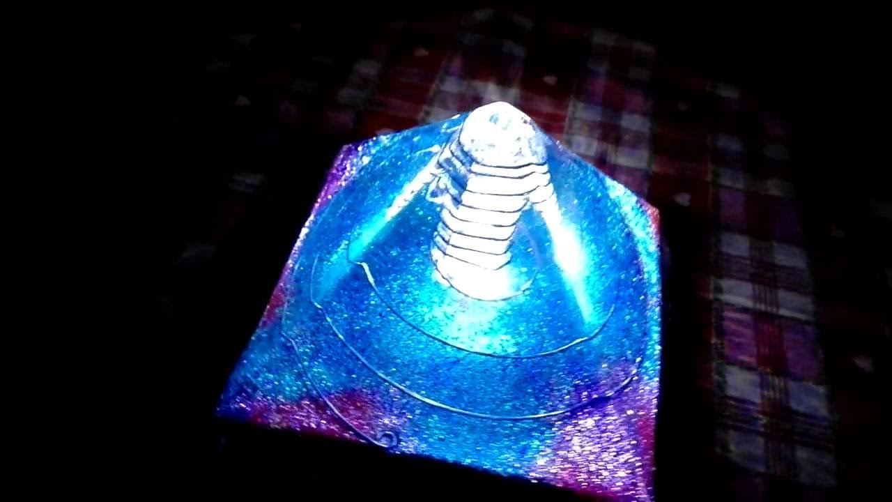 Blue Orgonite Pyramid LED lamp - YouTube