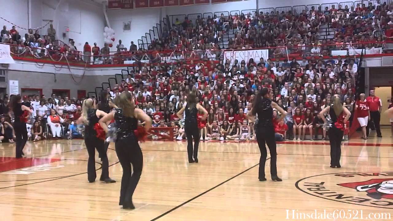 2013 Hinsdale Central Homecoming Pep Rally - Poms - YouTube